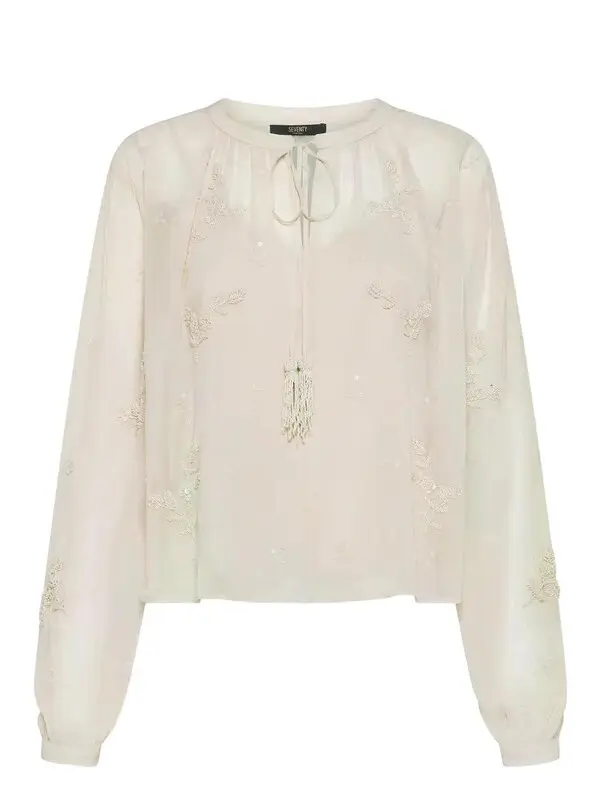 Seventy Floral-embellished Blouse - Neutrals
