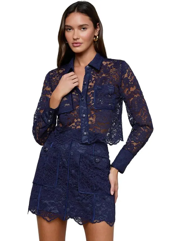 L'Agence Roelle Lace Blouse Top - Midnight