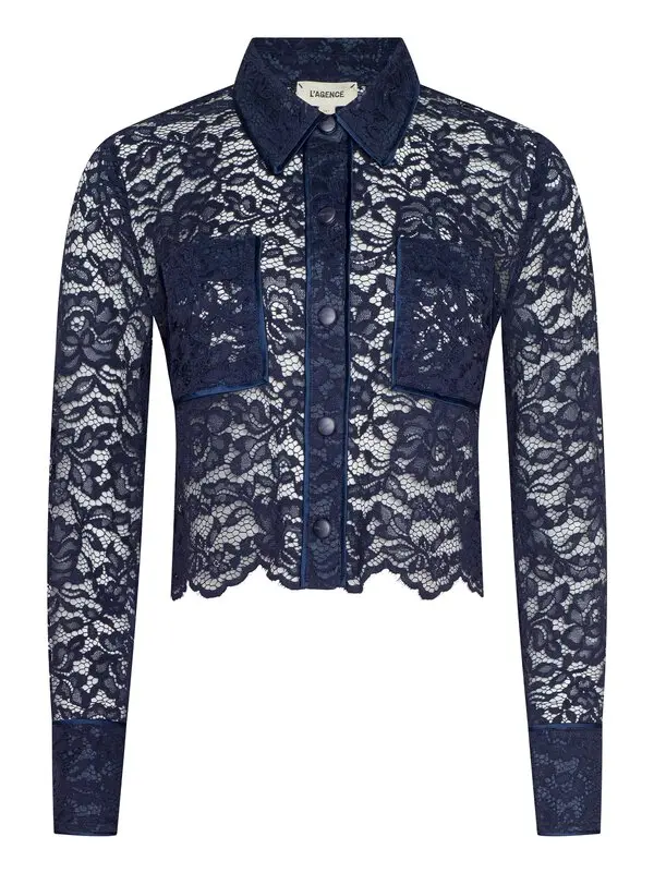 L'Agence Roelle Lace Blouse Top - Midnight