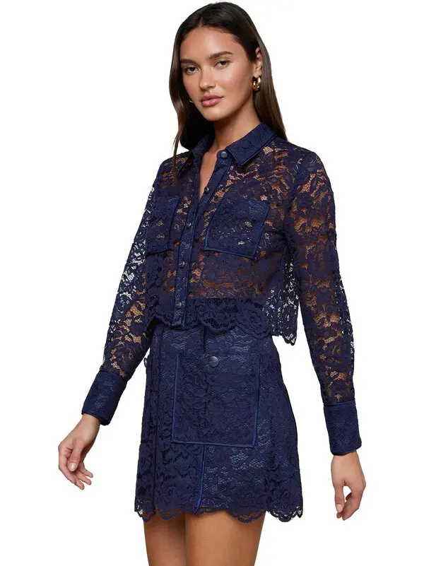 L'Agence Roelle Lace Blouse Top - Midnight