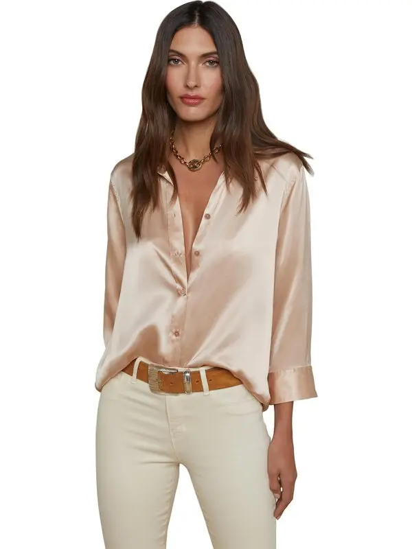L'Agence Dani Silk Blouse Top - Petal