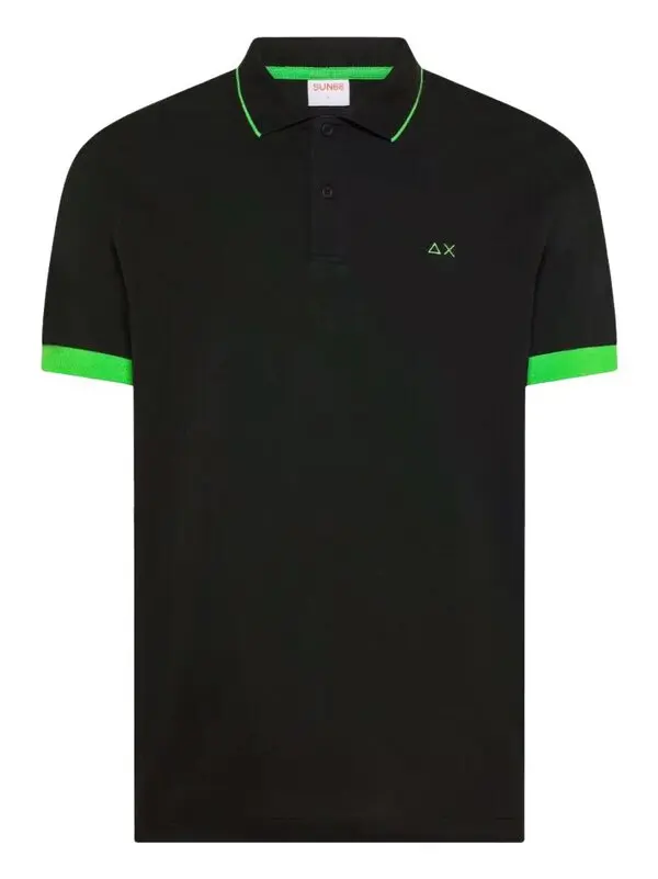 SUN 68 Tipped Logo Polo Shirt - Black