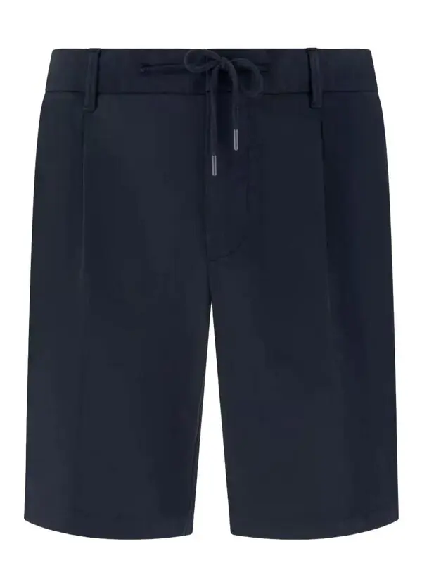 Boggi Milano Garment-dyed Stretch Cotton Blend Drawstring Shorts - Blue