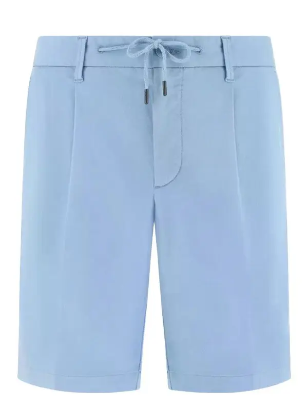 Boggi Milano Garment-dyed Stretch Cotton Drawstring Shorts - Blue