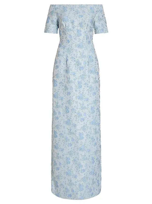 MARKARIAN Gilda Embroidered Gown - Blue Green Floral Brocade