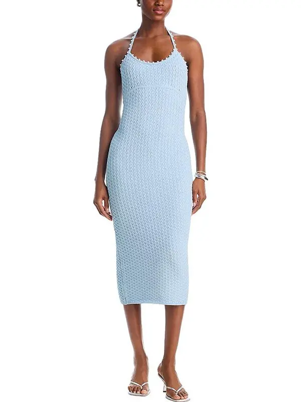 Aqua Pebble Knit Midi Dress - Ocean/blue