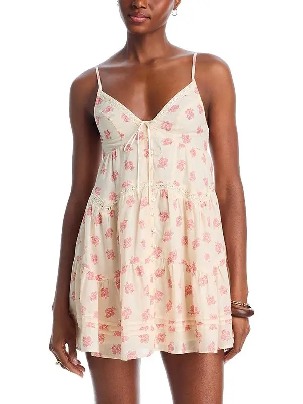 Aqua Floral Mini Dress - Pink Pearl