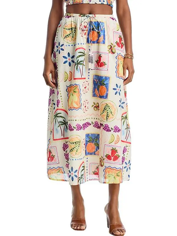 Aqua Postcard Midi Skirt - Inkaberry