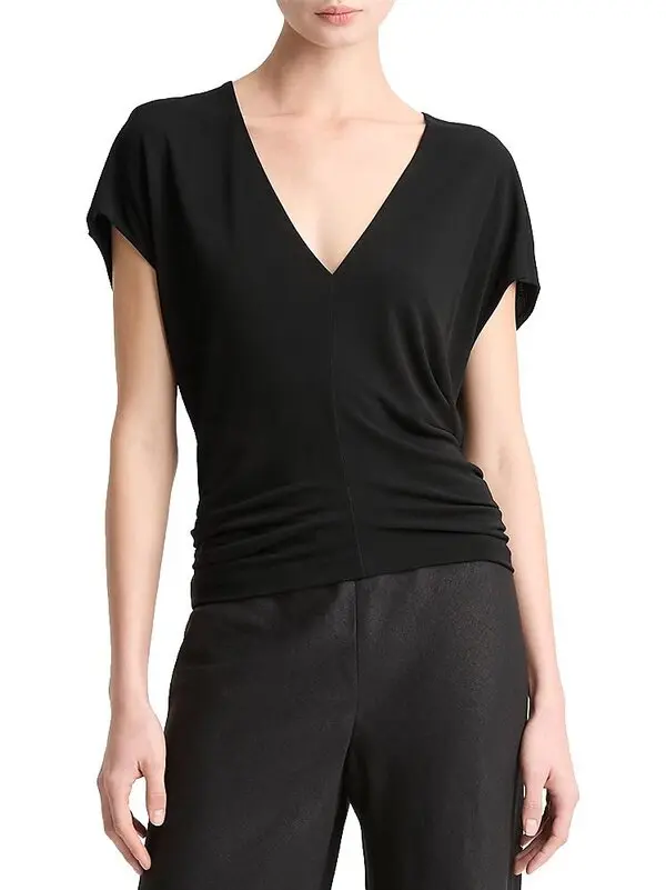 Vince Flutter Sleeve V-neck Top - Black