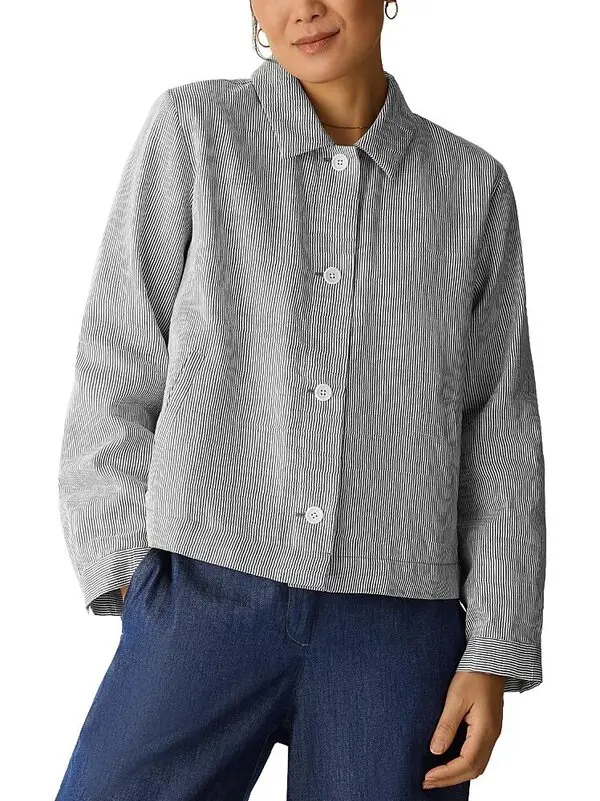 Eileen Fisher Classic Collar A-line Jacket - Wren