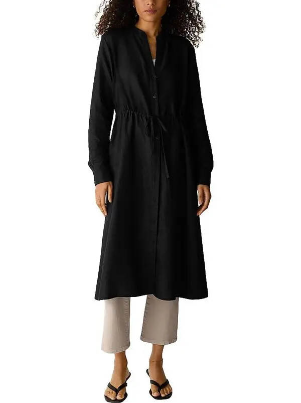 Eileen Fisher Mandarin Collar Shirt Dress - Black
