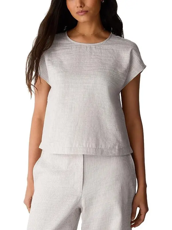 Eileen Fisher Round Neck Square Top - Wheat
