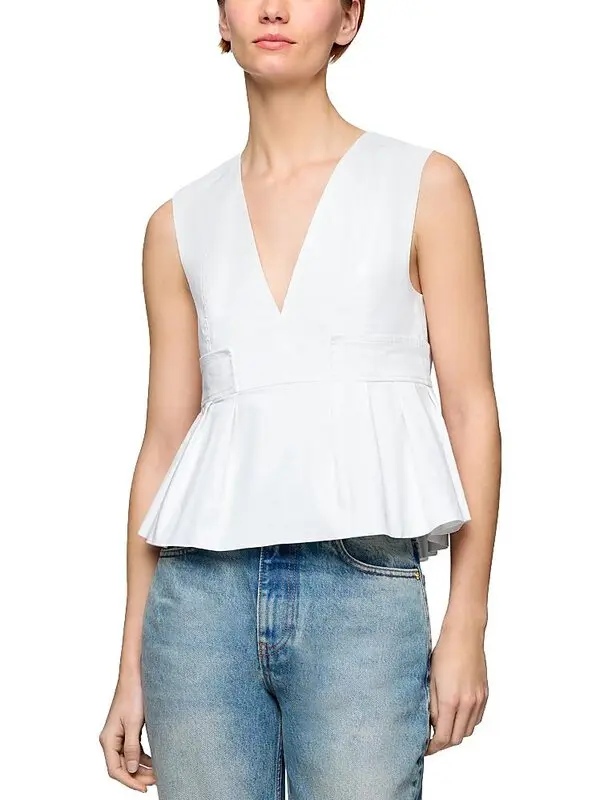 GANNI V-neck Top - Bright White