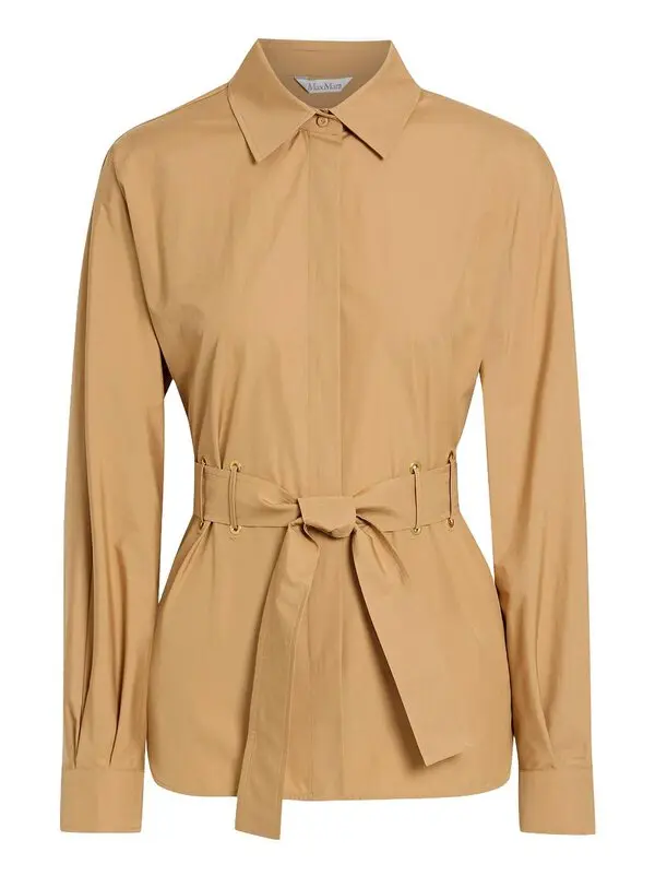 Max Mara Belted Cotton-poplin Shirt - Light Brown