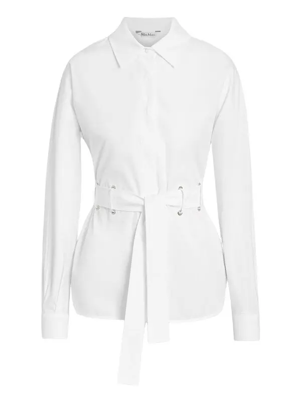 Max Mara Belted Cotton-poplin Shirt - White