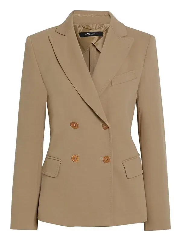 Max Mara Double-breasted Cotton-blend Jersey Blazer - Camel