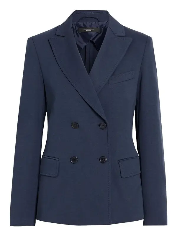 Max Mara Double-breasted Cotton-blend Jersey Blazer - Navy