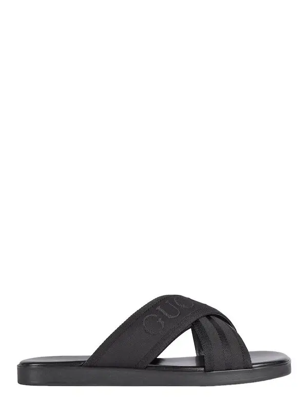 Gucci Slide Sandal In Fabric - Black