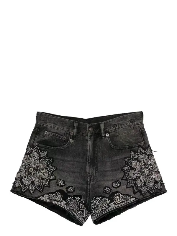 R13 Bandana-print Frayed Shorts - Black