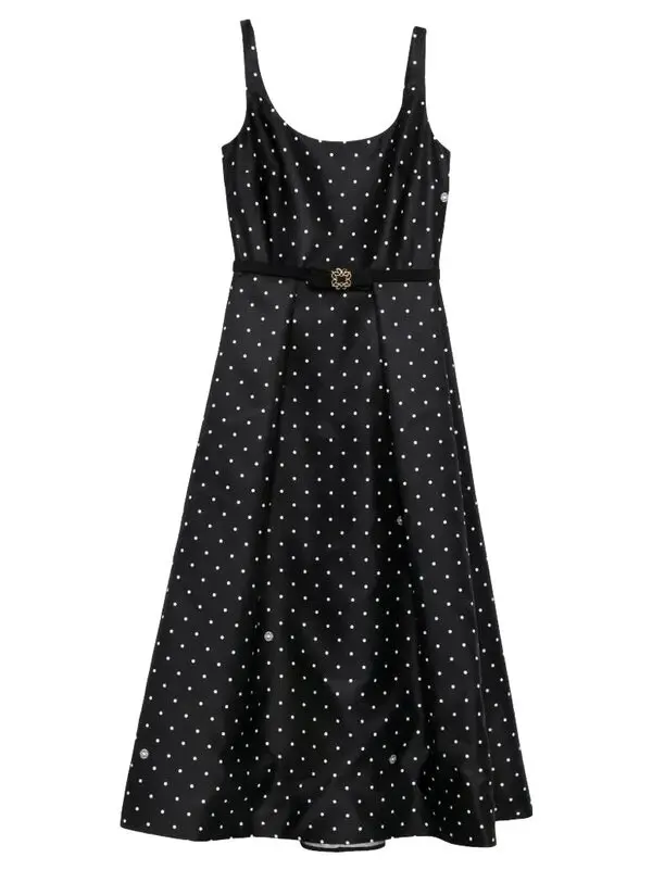 Elie Saab Polka-dot Belted Midi Dress - Black