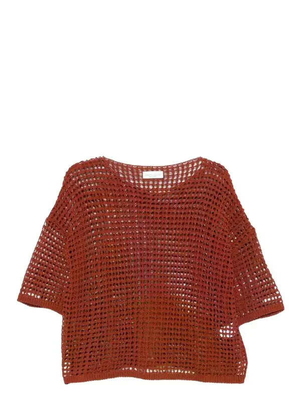 ROBERTO COLLINA Mesh Knit Top - Brown