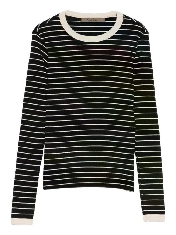 Enza Costa Striped Long-sleeved T-shirt - Black