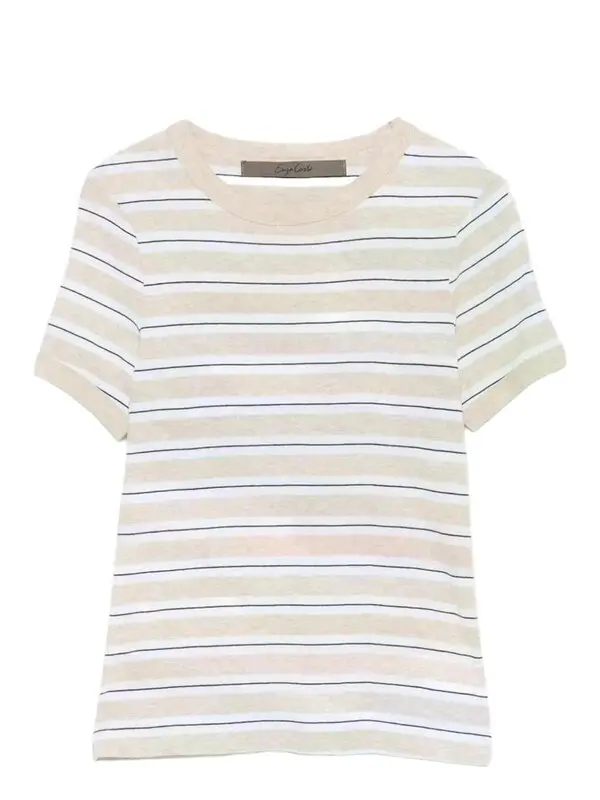 Enza Costa Striped Cotton T-shirt - Neutrals