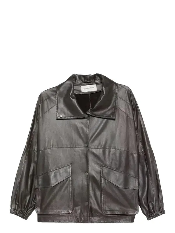 Nour Hammour Flap-pocket Leather Jacket - Brown