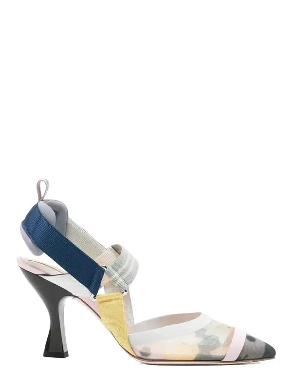 Fendi Floral-print Slingback Sandals - Blue