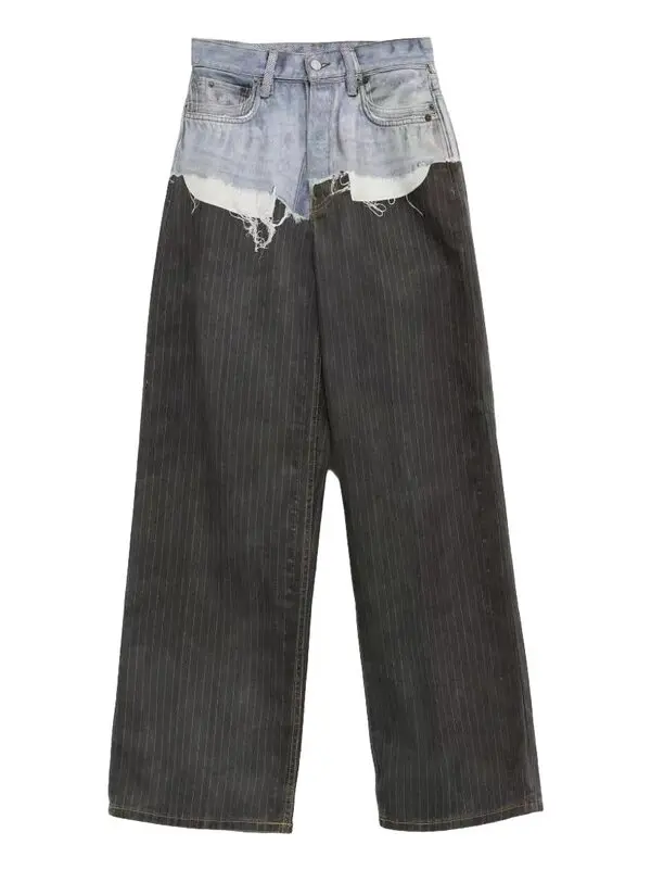 Acne Studios Pinstripe Frayed Trousers - Black