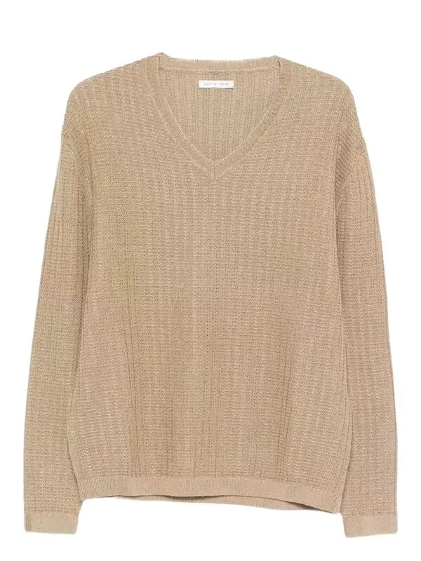 CARTER YOUNG V-neck Long Sleeve Sweater - Neutrals