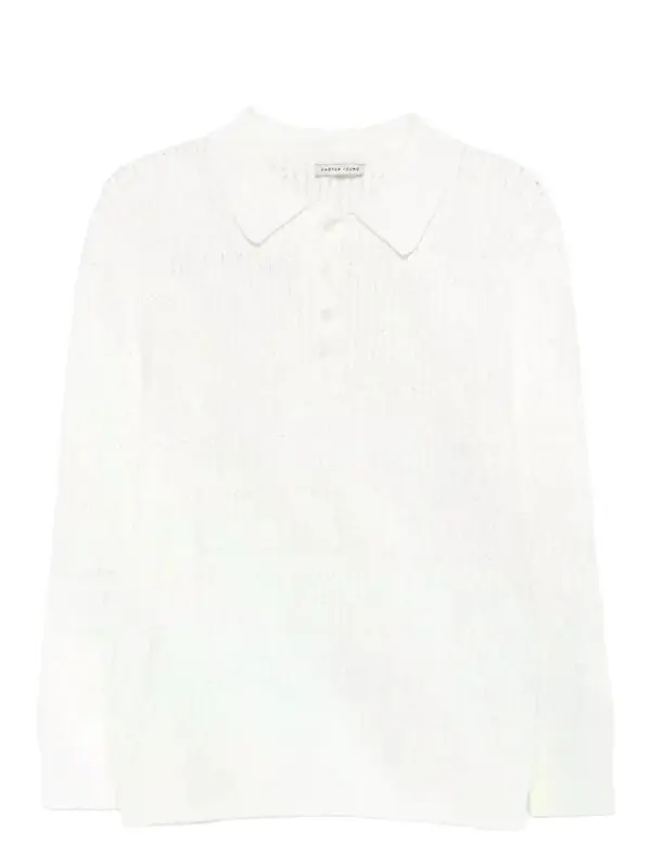 CARTER YOUNG Cable-knit Polo Shirt - White