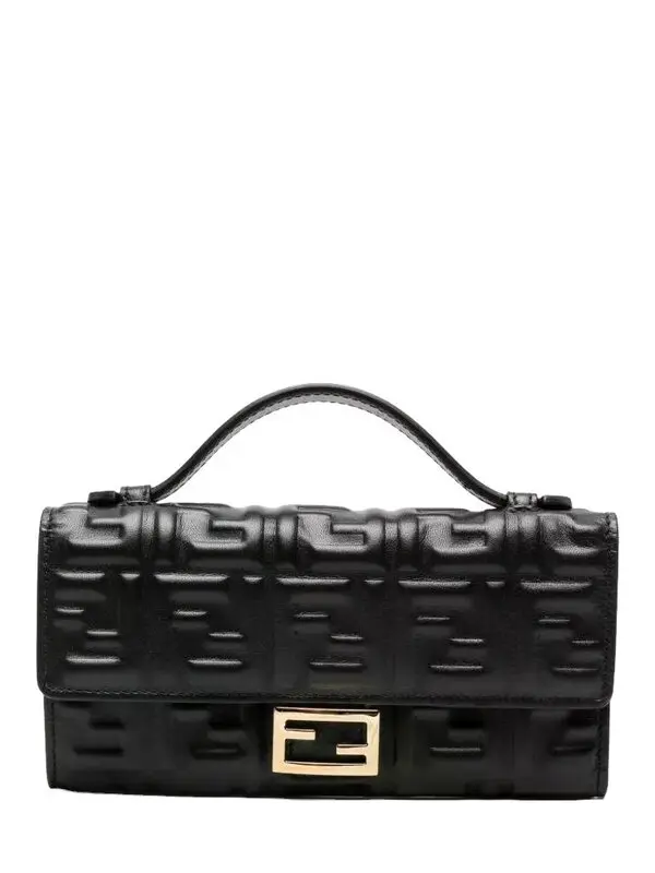 Fendi Embossed Leather Mini Bag - Black
