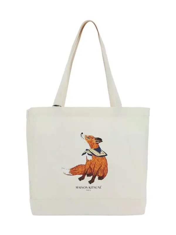 Maison Kitsuné Fox Print Tote Bag - White