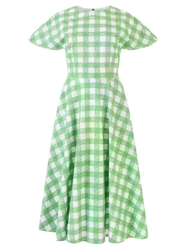 Rosie Assoulin Picnic Embroidered Gingham Midi Dress - Green