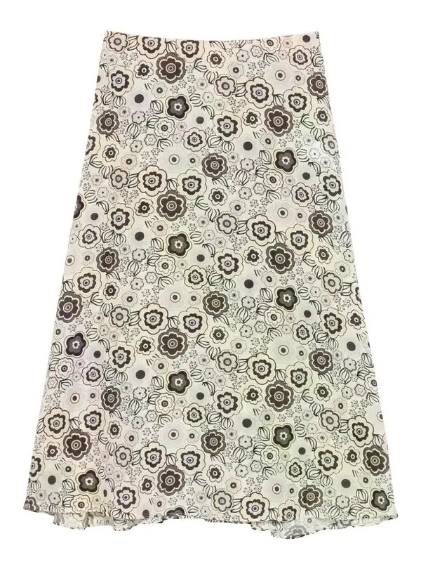 Aspesi Printed A-line Midi Skirt - Neutrals