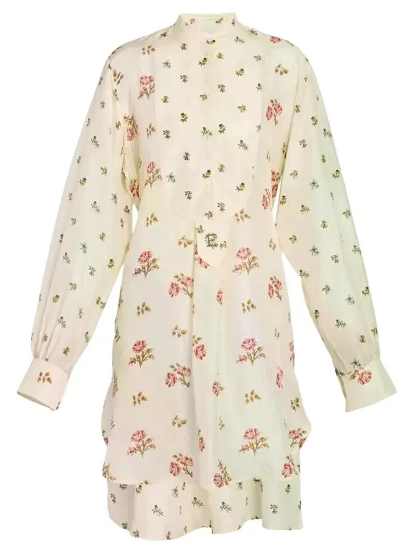 Erdem Floral-print Mini Dress - Neutrals