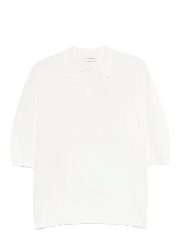 THE FRANKIE SHOP Nola Short-sleeve Knit Polo Top - White
