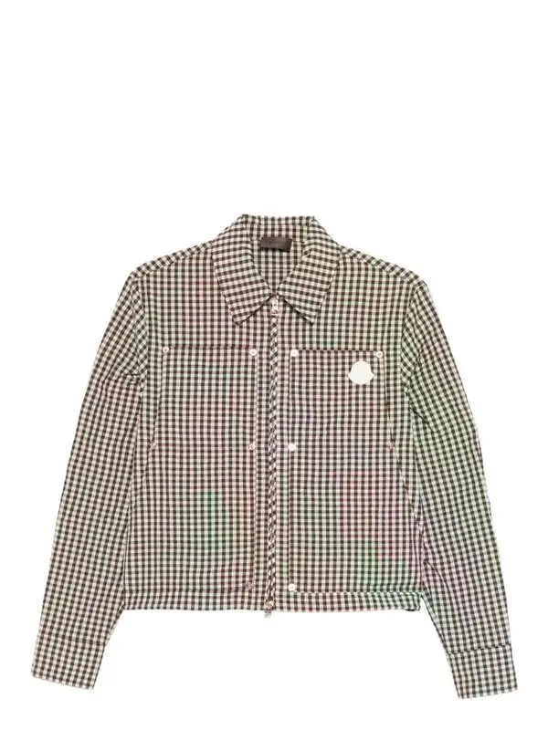 Moncler Gingham Logo-patch Jacket - Brown