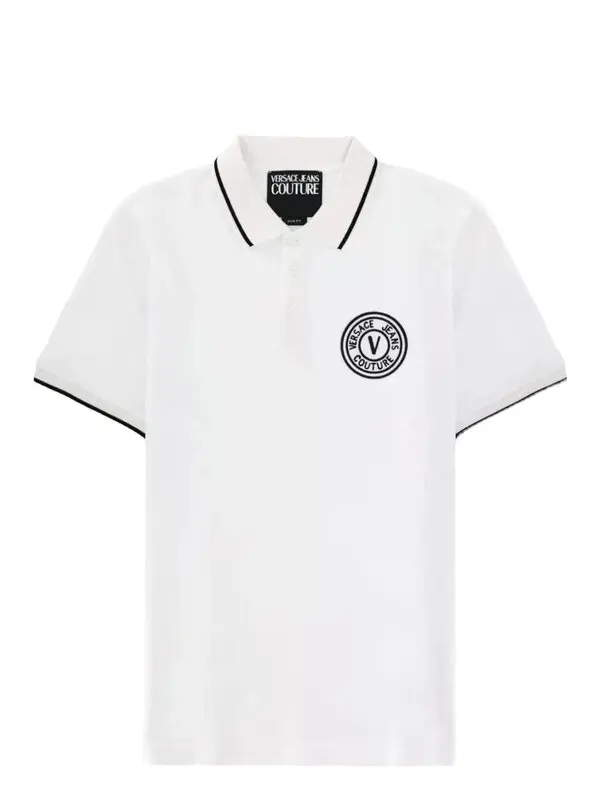 Versace Logo Appliqué Polo Shirt - White