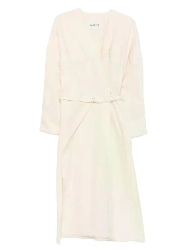 NACKIYE Kyoto Frayed Wrap Dress - Neutrals
