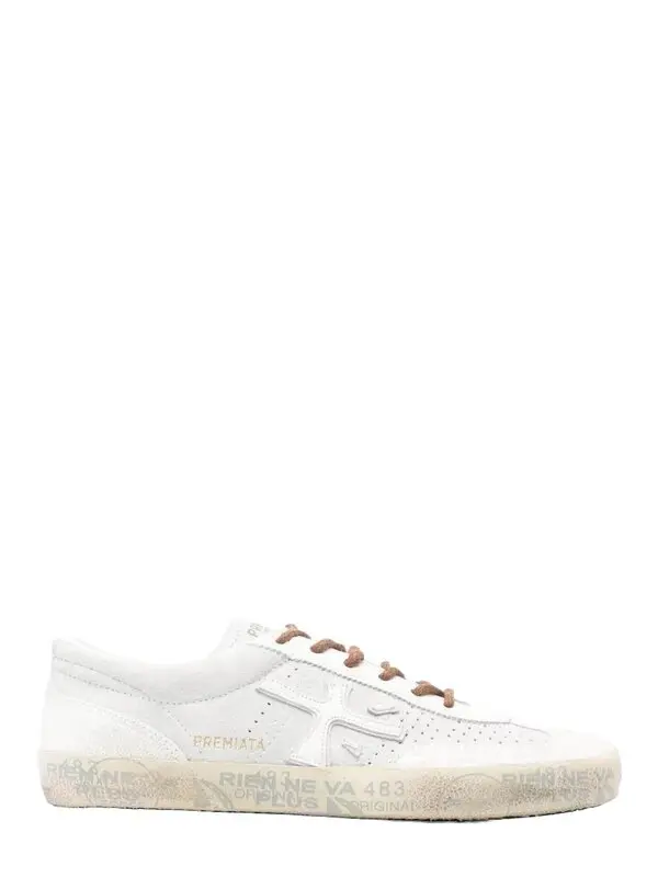 Premiata Cutout Detail Embellished Sneakers - White