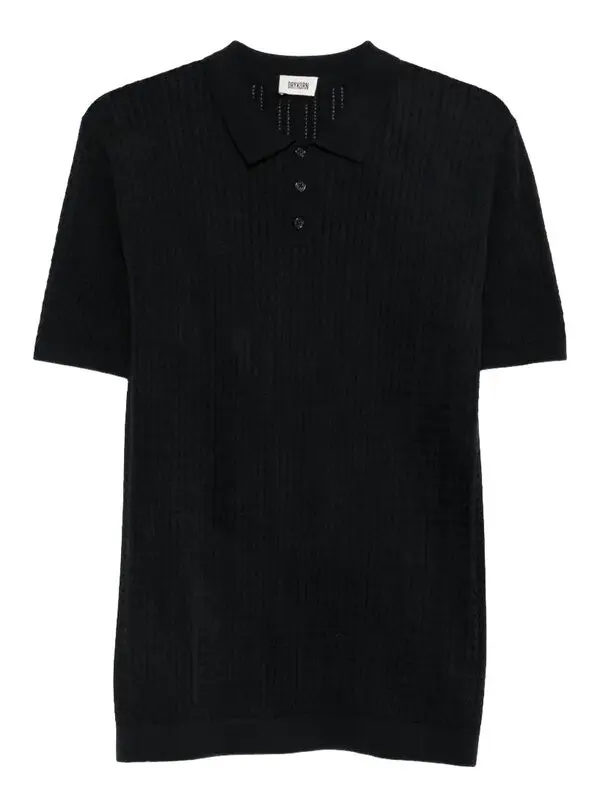 DRYKORN Triton Cable-knit Polo Shirt - Blue