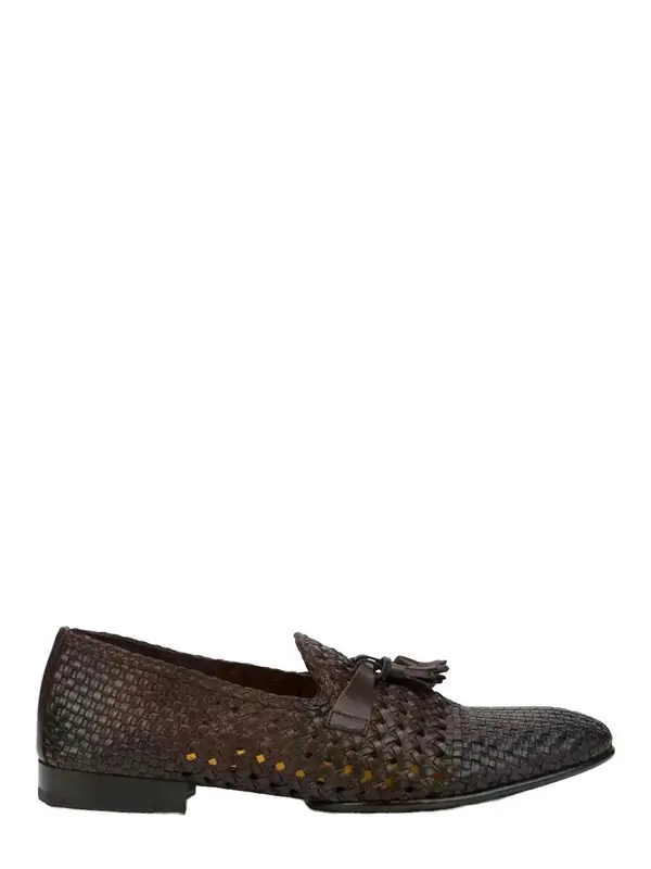 DOUCAL'S Woven Leather Loafers With Tassels - Brown
