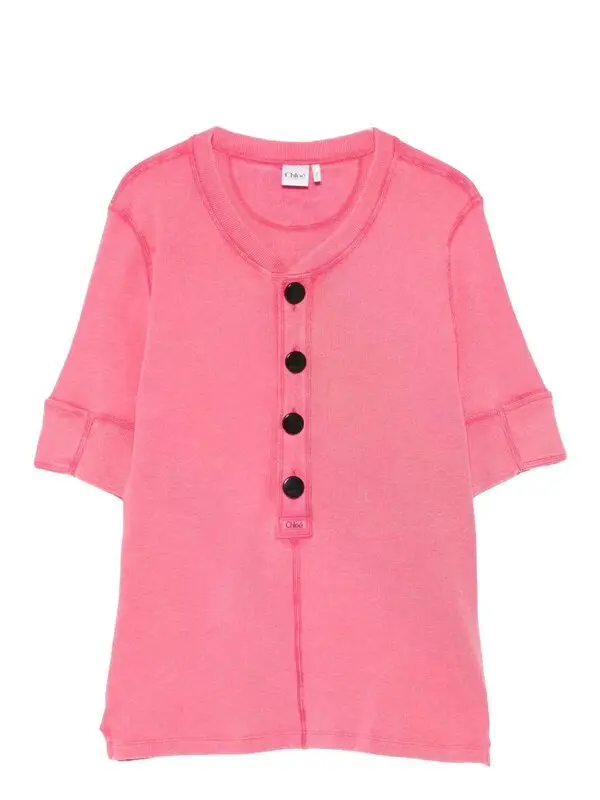 Chloé T-shirt With Button Detailing - Pink