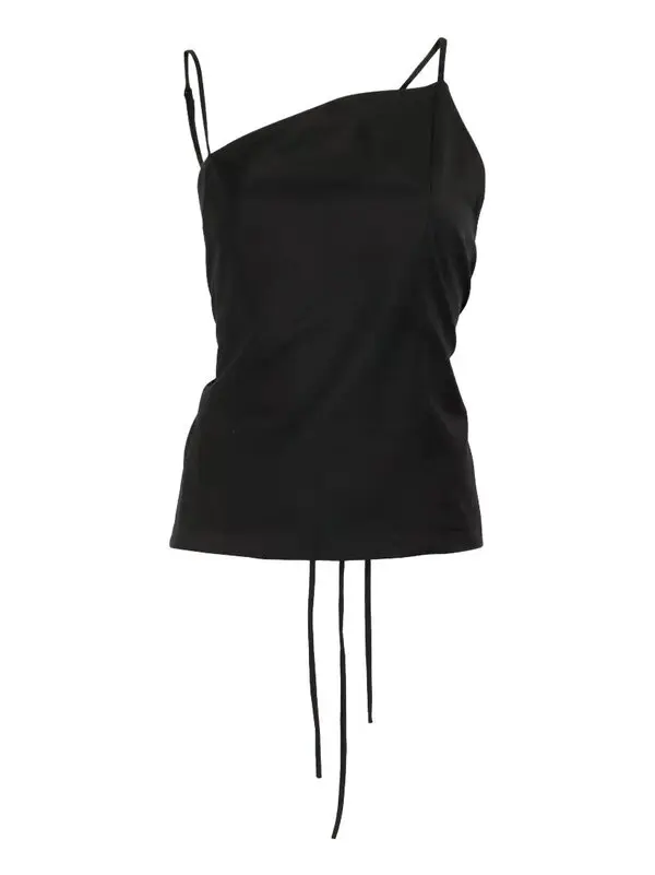 LA PISCINE Asymmetrical-neck Top - Black