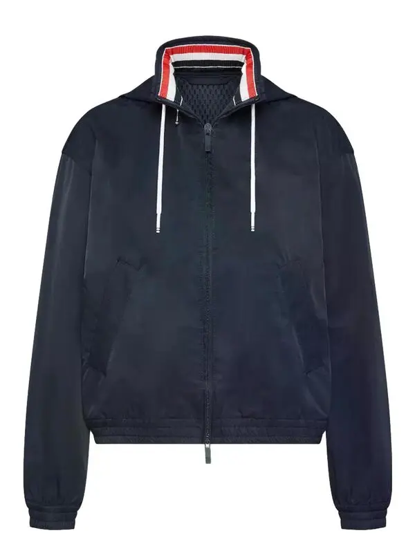 Thom Browne Hooded Stripe Jacket - Blue
