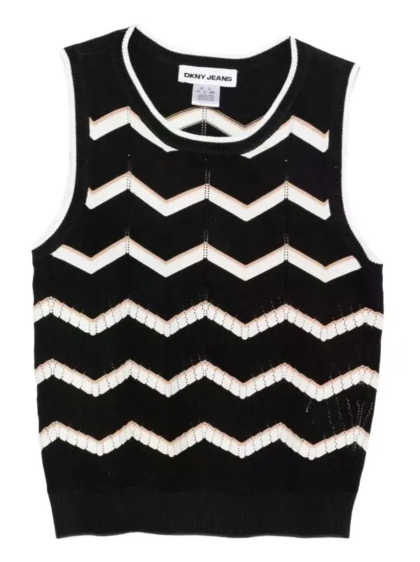 Dkny Patterned Knit Top - Black