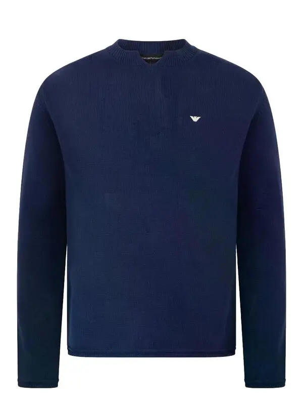 Emporio Armani Logo-embroidered Crew-neck Sweater - Blue