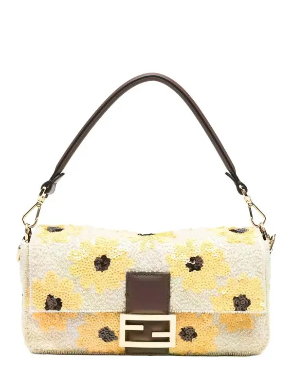 Fendi Medium Baguette Floral Tote - Neutrals